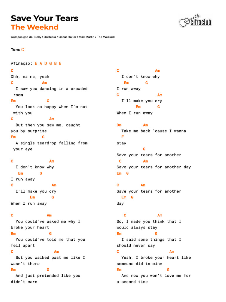 Save Your Tears | PDF