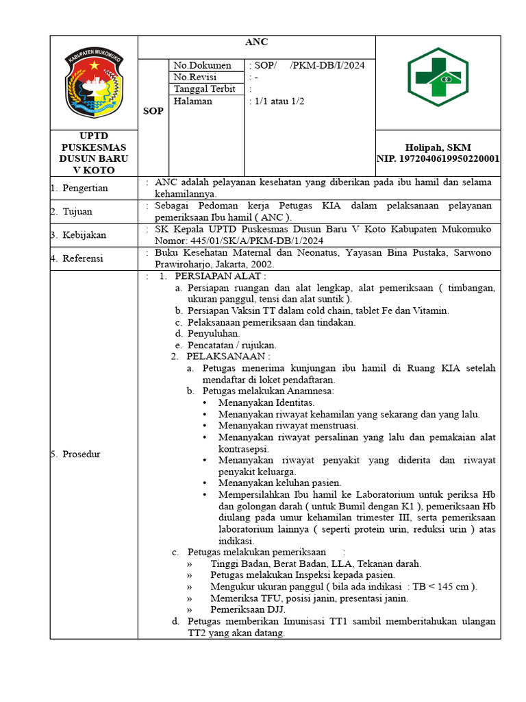 Sop Anc Dusun Baru | PDF