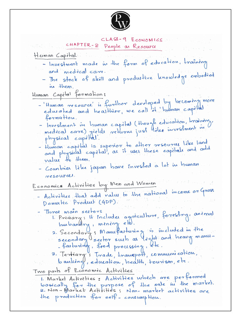People As A Resource - Handwritten Notes | PDF