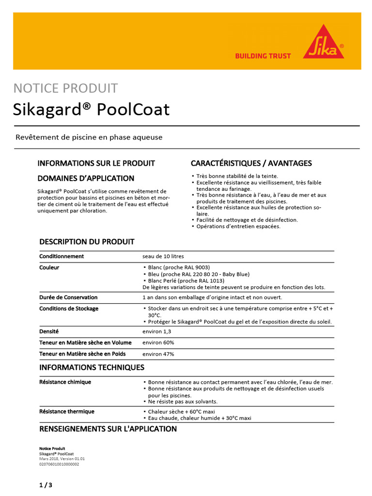 Revêtement Sikagard® PoolCoat pour piscines | PDF | Piscine | Béton