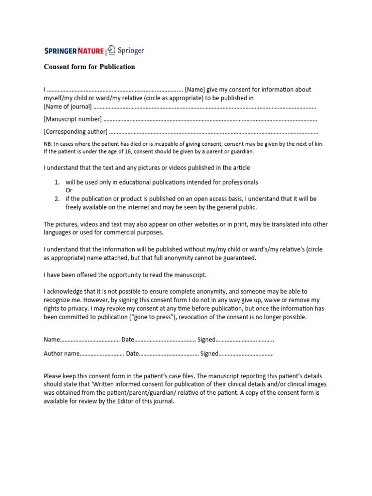 SN - Consent Form For Publication | PDF | Law | Religion & Spirituality