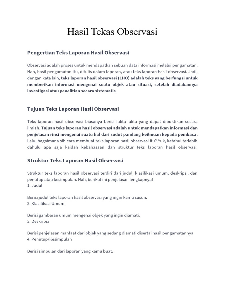 Laporan Tekas Observasi - Salin - Salin | PDF