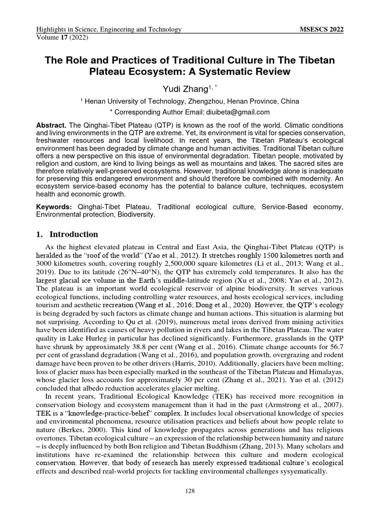 The Role and Practices of Traditional Culture in T | PDF | Ecology ...
