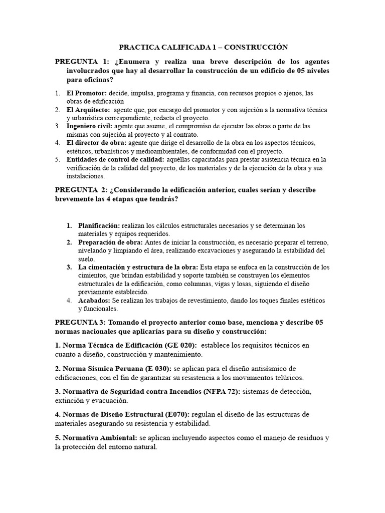 PC1 Construcción | PDF | Fundación (Ingeniería) | edificio