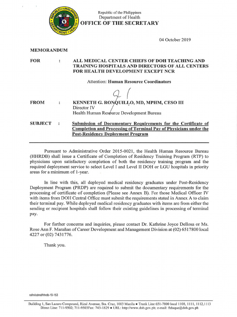 Terminal Pay and Certificate Requirements for PRDP Physicians | PDF