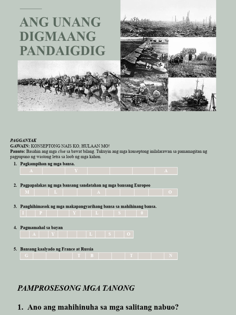 Q4 - 2nd - GCO - ANG UNANG DIGMAANG PANDAIGDIG | PDF