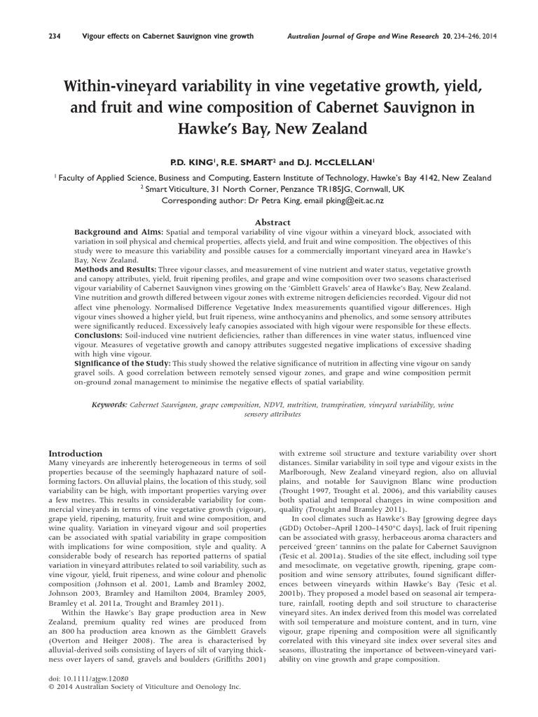 Vineyard Variability in Cabernet Sauvignon | PDF | Vineyard | Wine