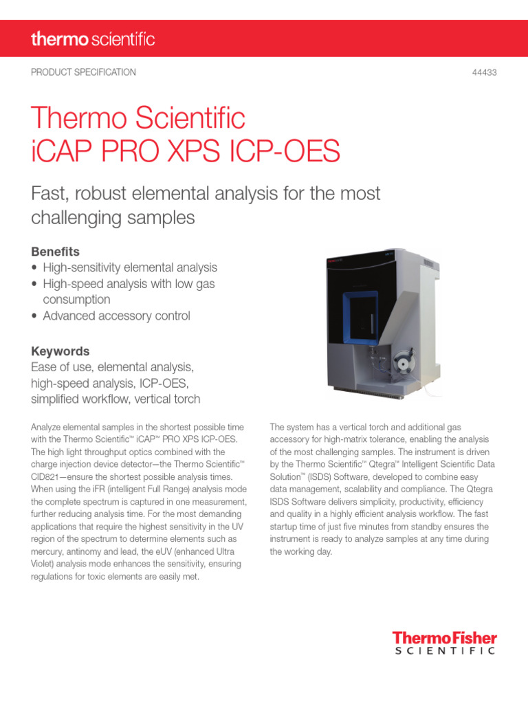 iCAP PRO XPS ICP-OES Product Specification | PDF | Optics ...