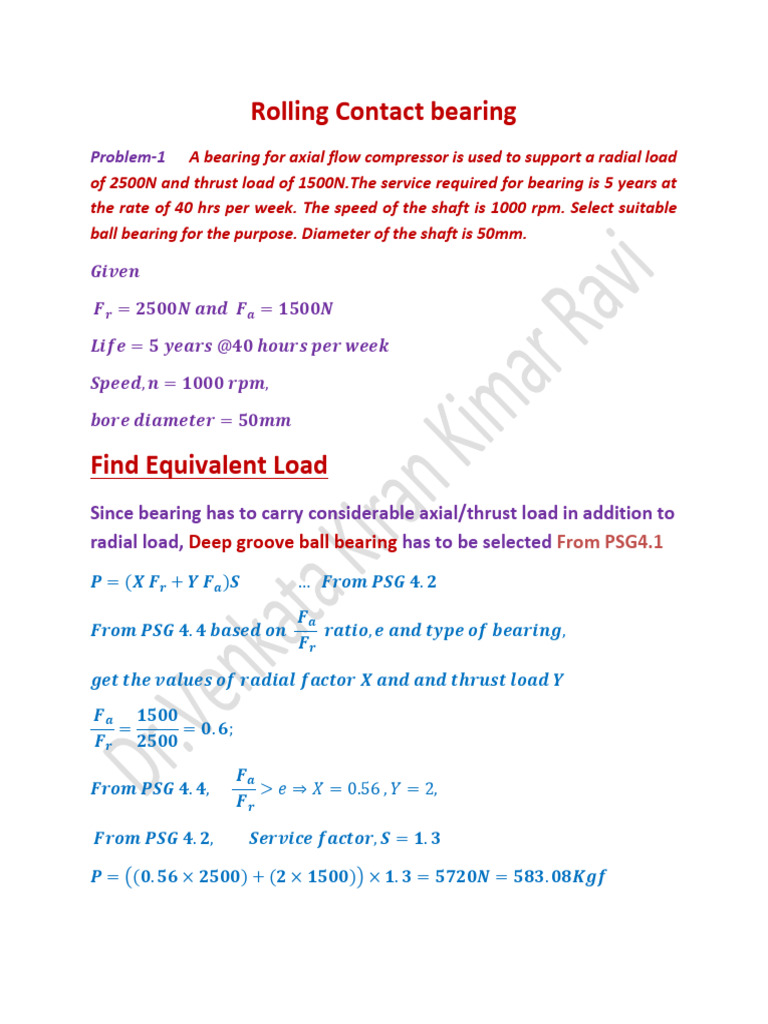 Rolling Contact Bearing Problems | PDF | Mechanical Engineering | Machines