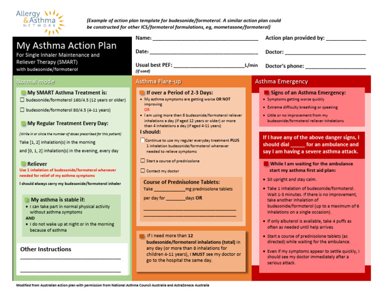 Asthma Action Plan for Budesonide/Formoterol | PDF | Asthma | Drugs