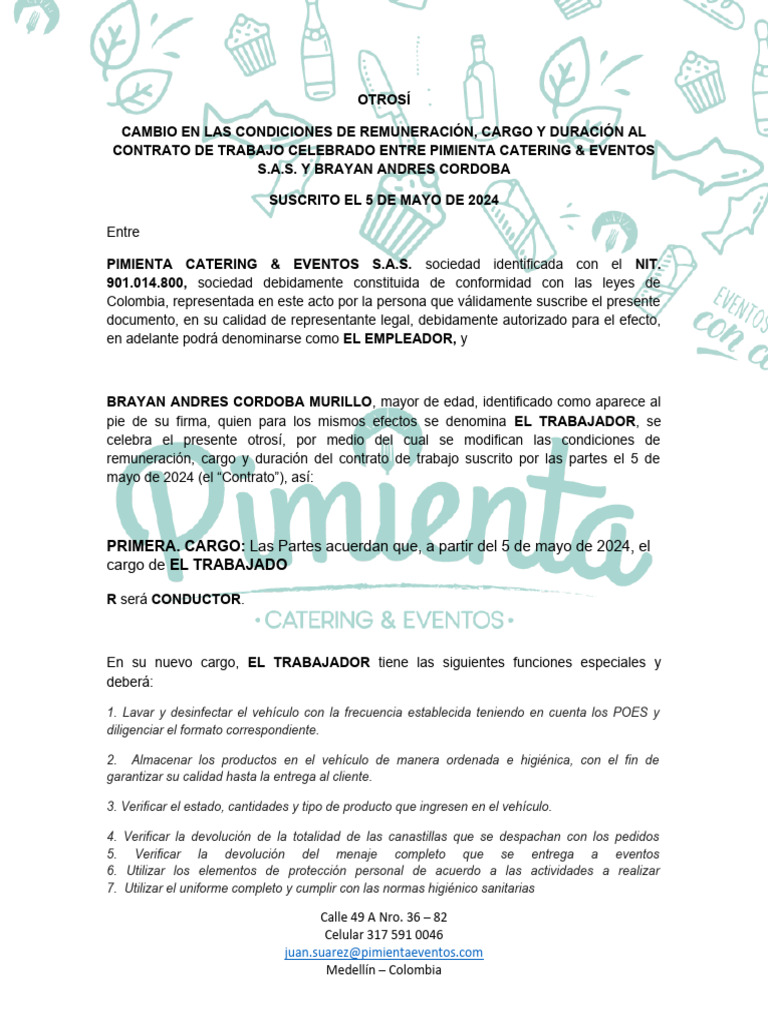 Brayan Andres Cordoba Murillo | PDF | Salario