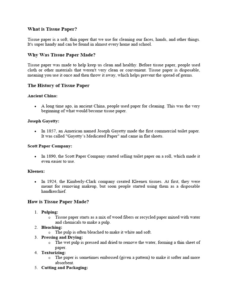 History of Tissue For Junior High | PDF | Paper | Pulp (Paper)