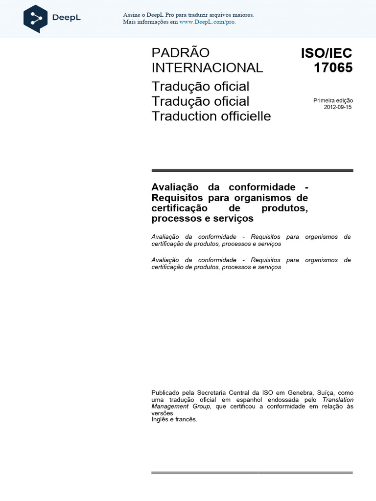 ISO IEC 17065-2012 - Certificação de Produtos PT | PDF | Padronização
