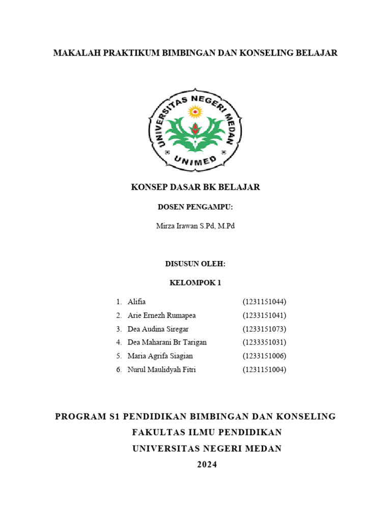 Makalah Praktikum Bimbingan Dan Konseling Belajar Kelompok 1 | PDF
