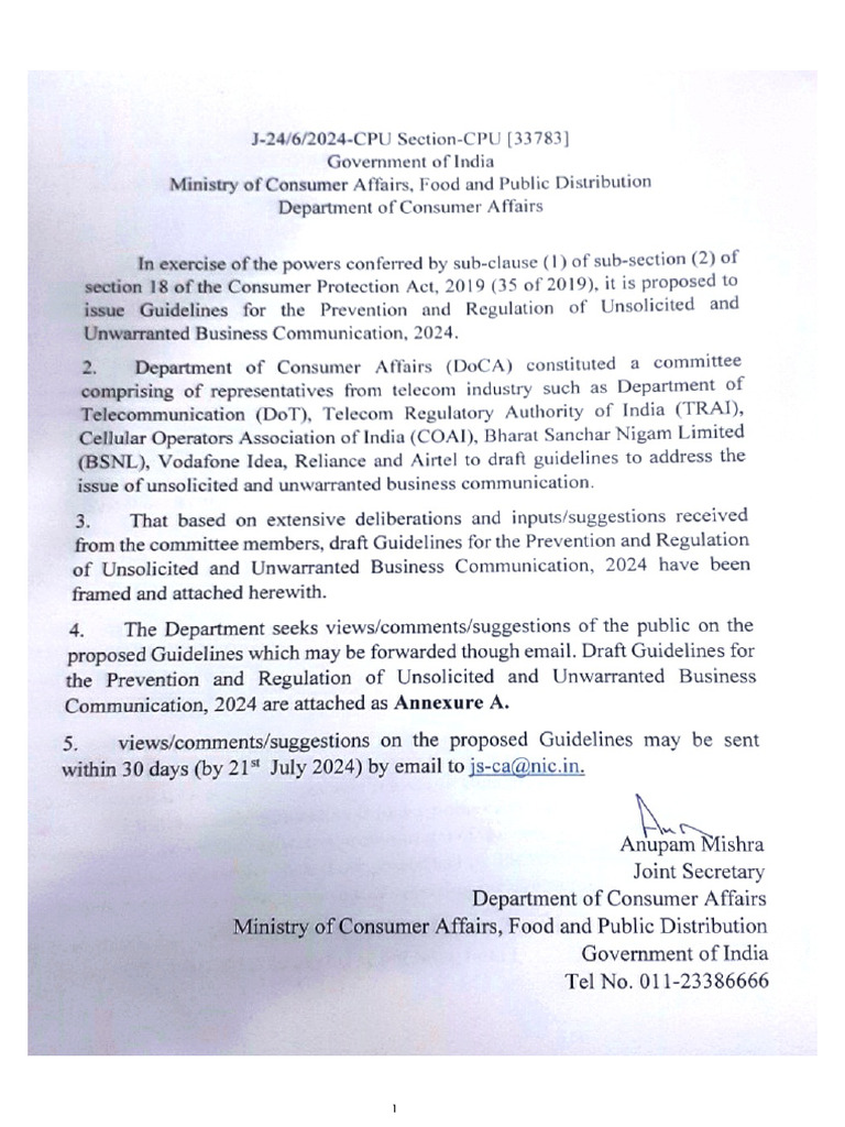 Guidelines for the Prevention and Regulation of Unsolicited and ...