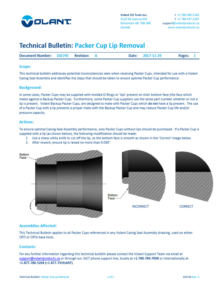 102745A-Packer Cup Lip Removal Technical Bulletin | PDF
