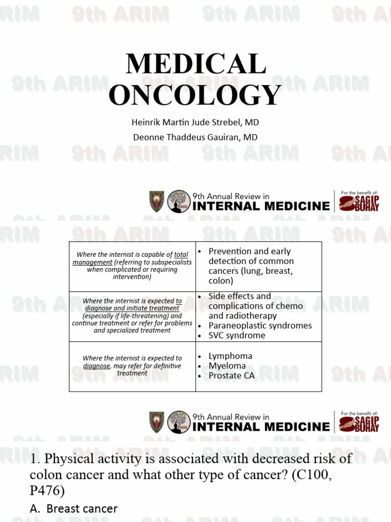 Day 1 - 03 PSBIM Review 2017 - Lecture - Medical Oncology | PDF ...
