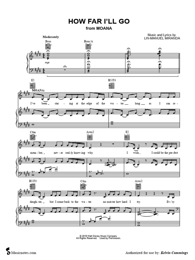 Moana - How Far Ill Go | PDF