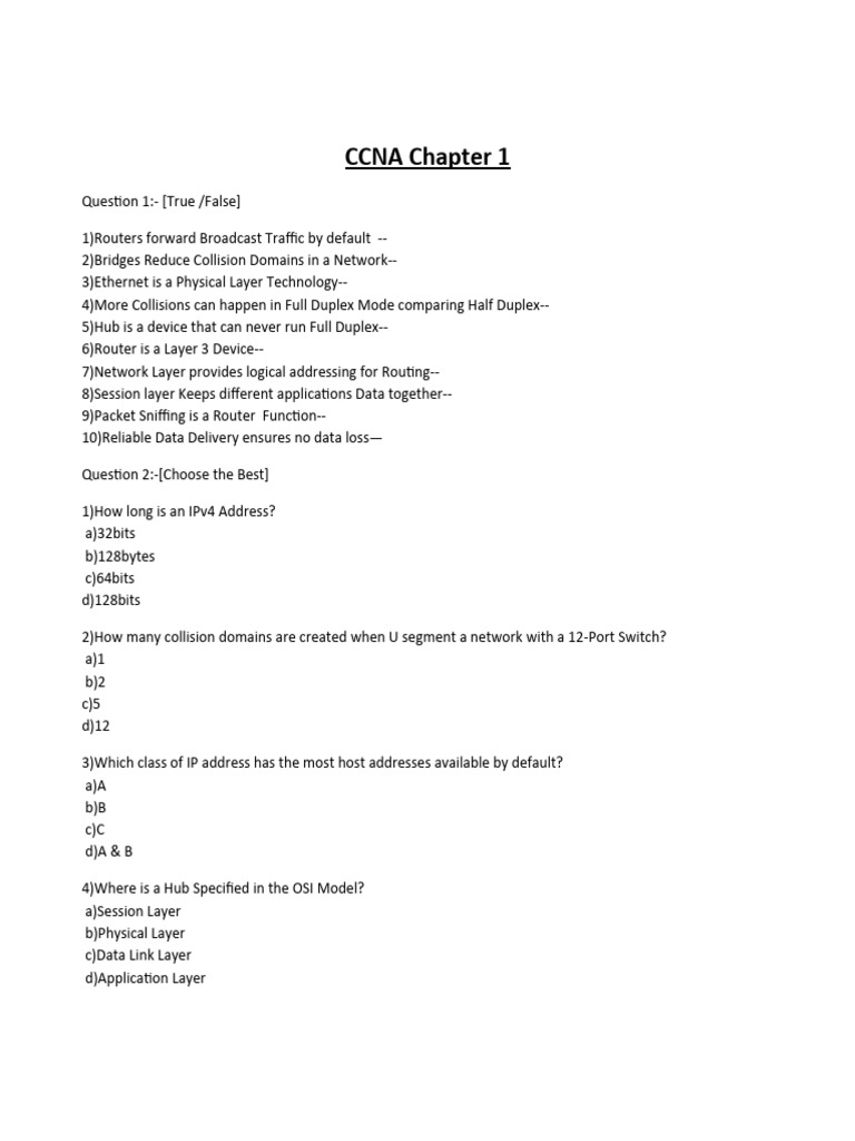 CCNA Chapter 1 | PDF | Network Switch | Computer Network
