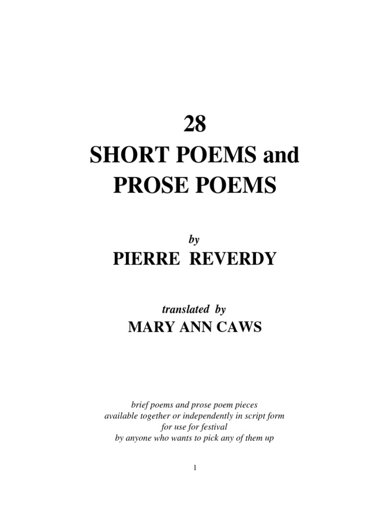 Reverdy's Short Prose Poems Collection | PDF