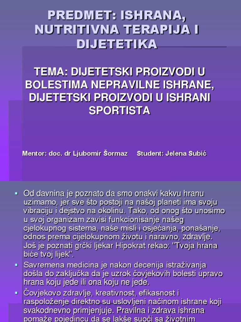 Dijetetika Prezentacija | PDF