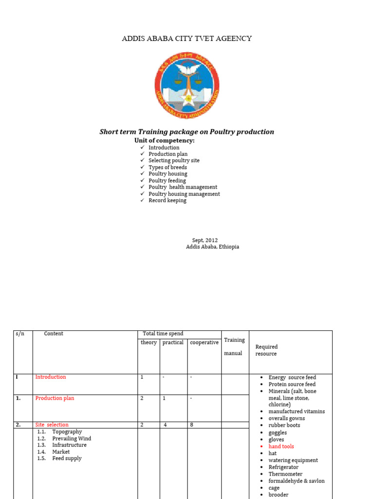 Training Module | PDF | Poultry Farming