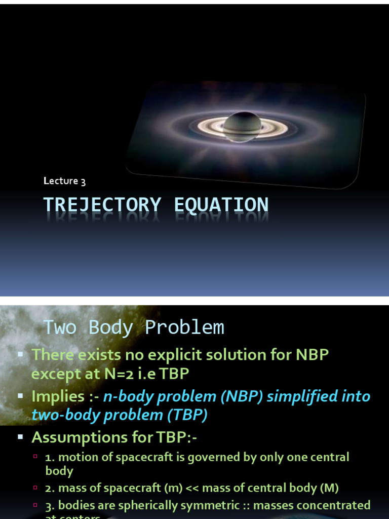 Lecture 3 Trajectory Equation | PDF | Dynamics (Mechanics) | Gravity