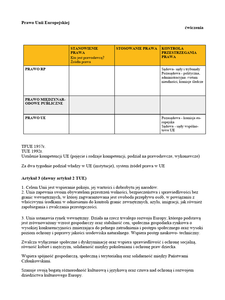 Ćwiczenia - Prawo UE | PDF