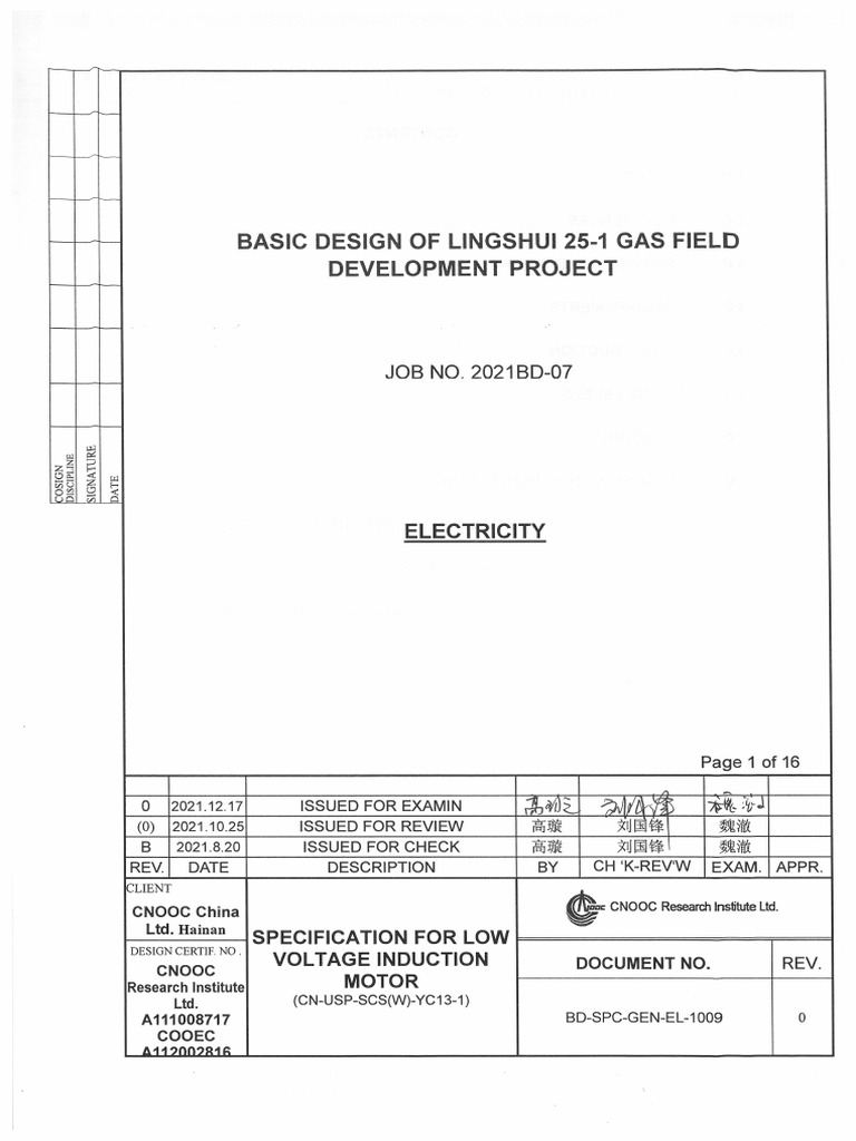 Bd-Spc-Gen-El-1009 Specification For Low Voltage Induction Motor Rev0 ...