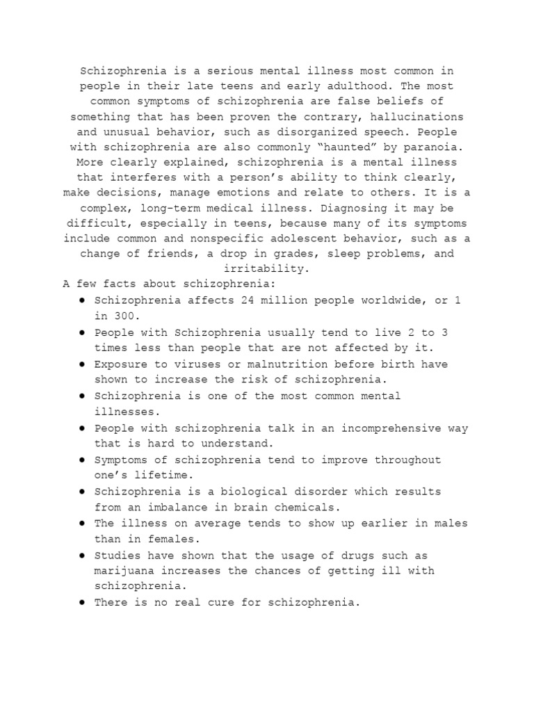 Schizophrenia Printing Organizer | PDF | Schizophrenia | Mental Disorder