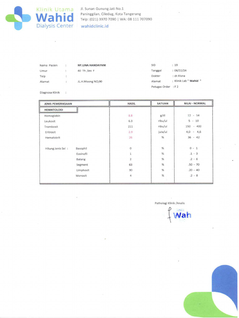 Hasil Lina 22-06 Lab Trifa | PDF
