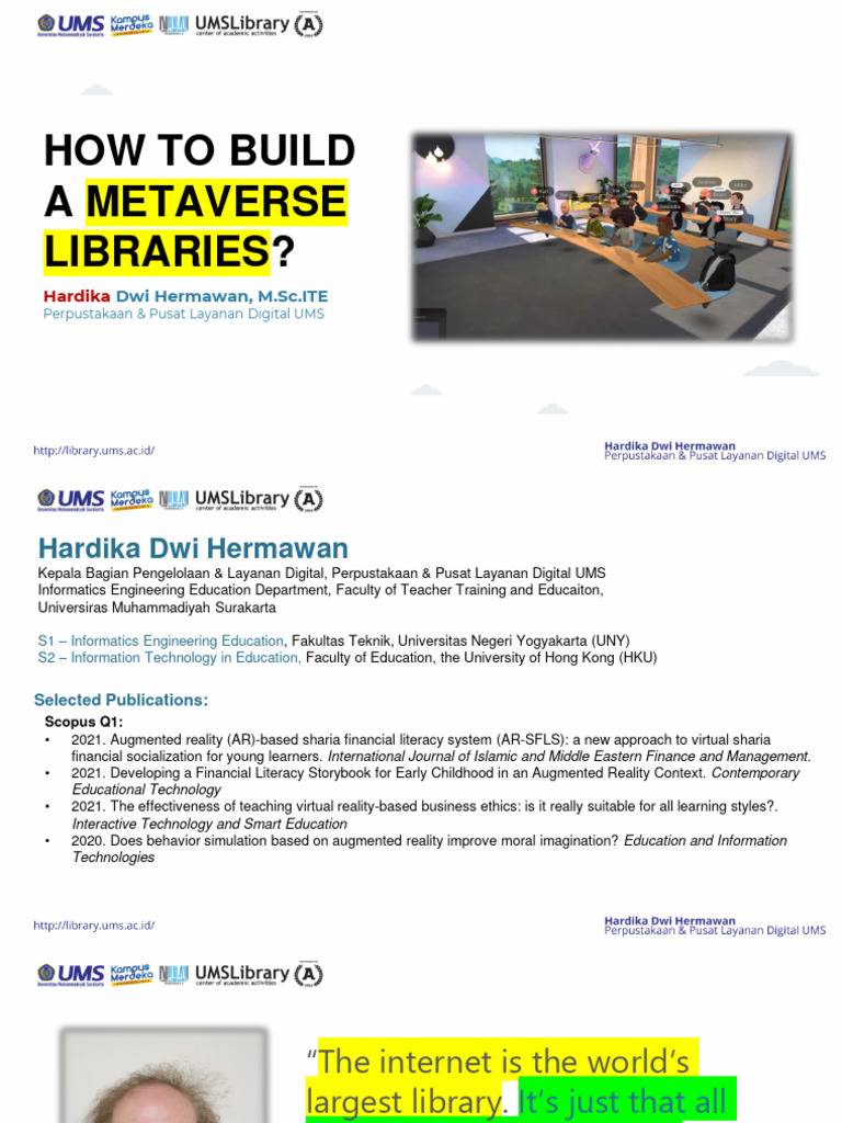 Hardika - Menuju Perpustakaan Metaverse UPI | PDF | Virtual Reality ...