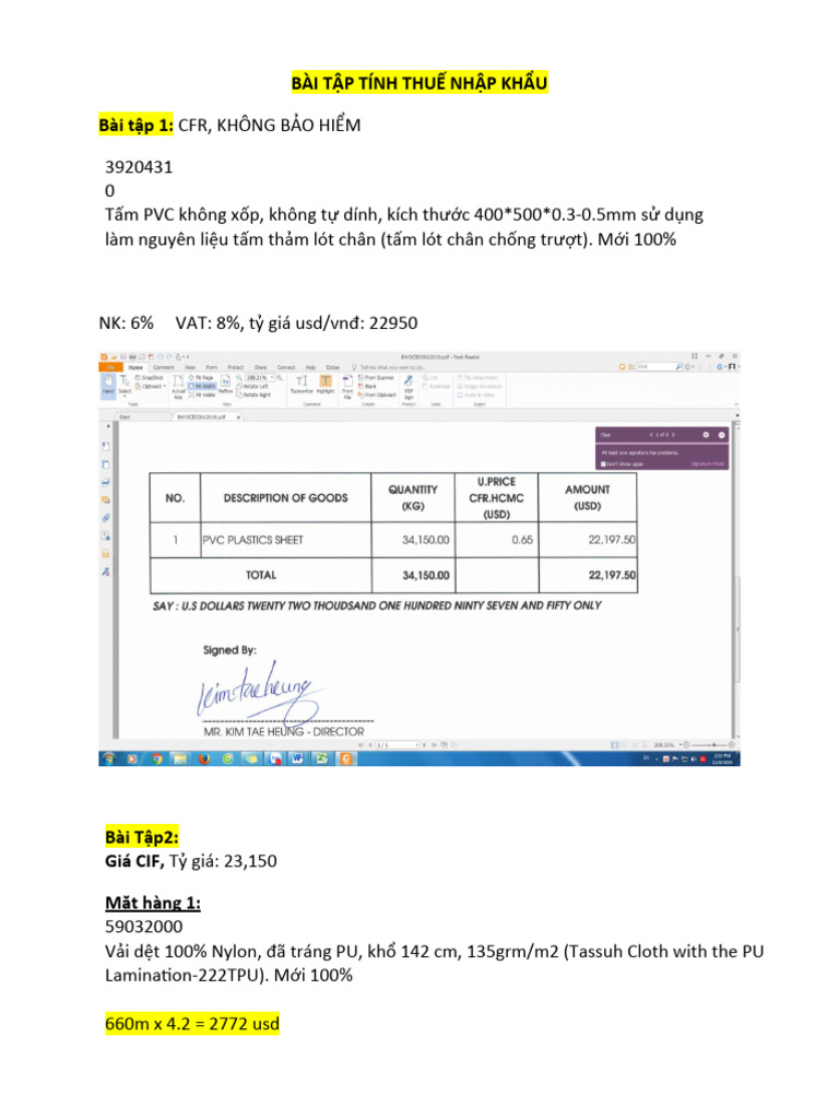 Bai Tap Tinh Thue | PDF