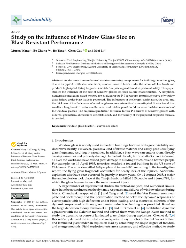 Study On The Influence of Window Glass Size On Blast-Resistant ...