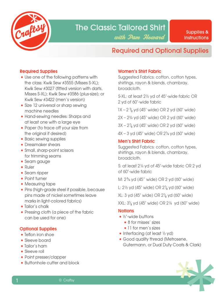 132 The Classic Tailored Shirt Howard Craftsy v1 | PDF | Fashion | Sewing