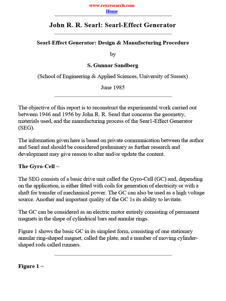 John Searl Searl-Effect Generator Gunnar Sandberg Seg | PDF | Inductor ...
