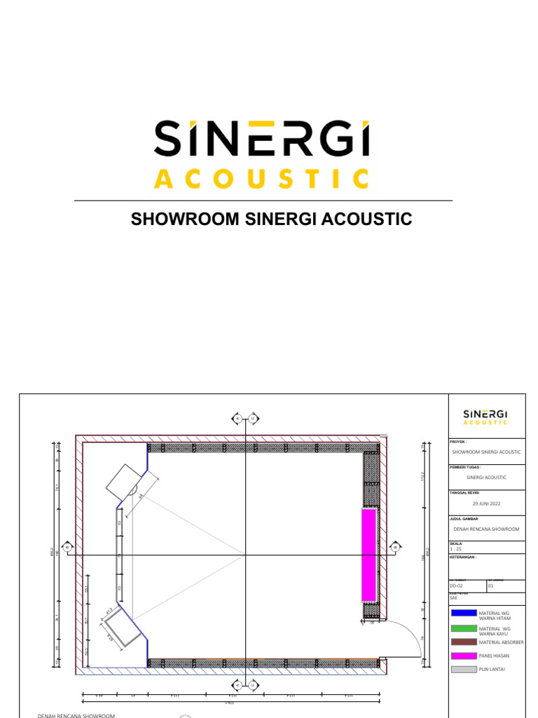 Rencana Desain Showroom Sinergi Acoustic | PDF