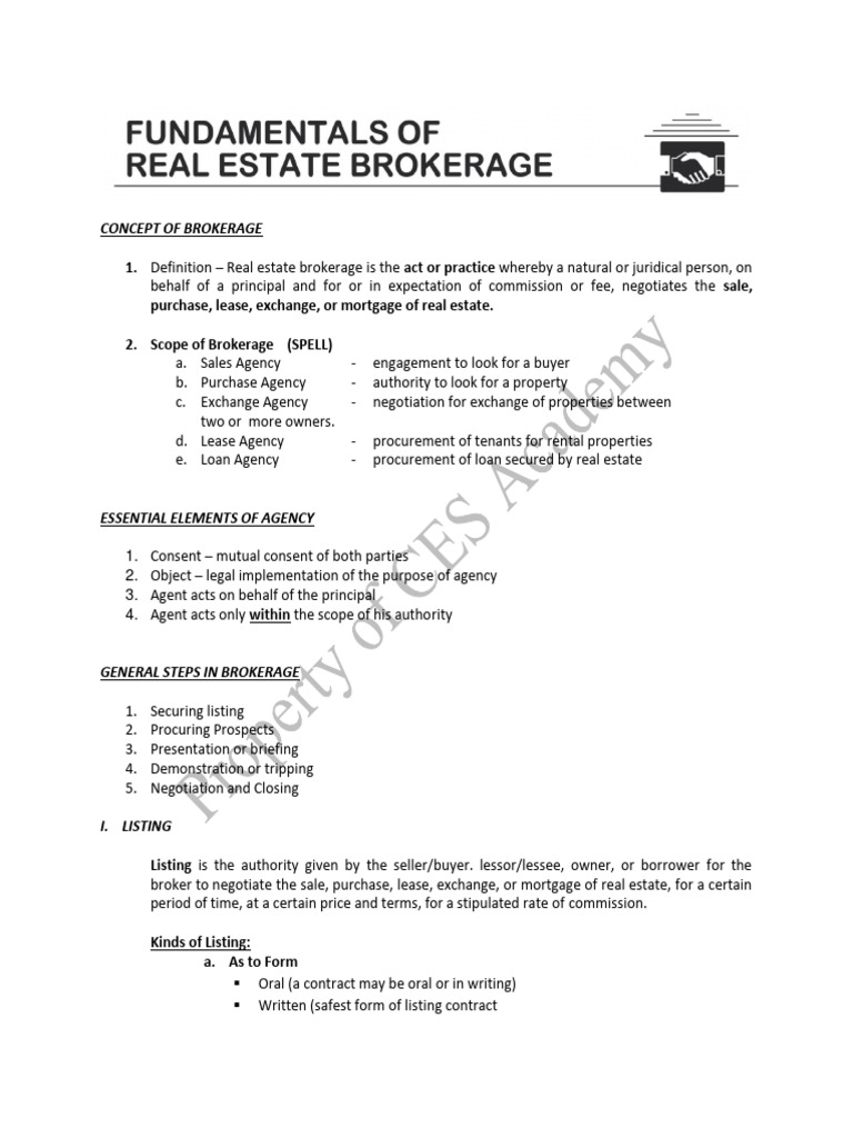 Understanding Real Estate Brokerage Basics | PDF | Option (Finance) | Lease