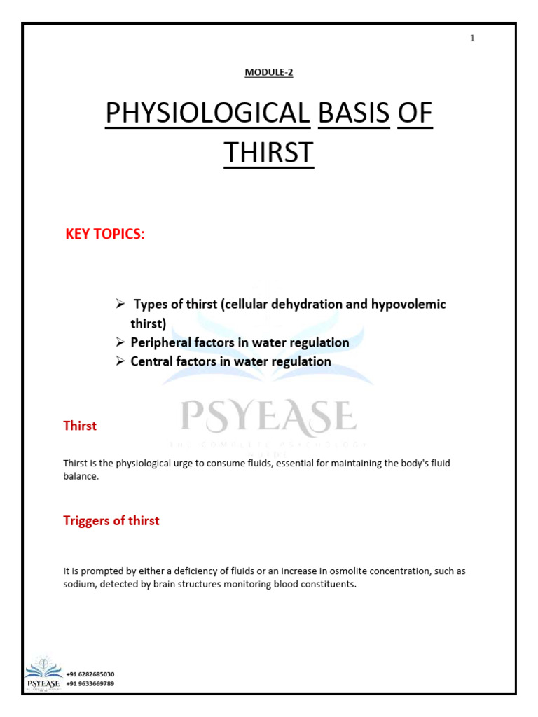 Physiological Basis of Thirst | PDF | Angiotensin | Organ (Anatomy)