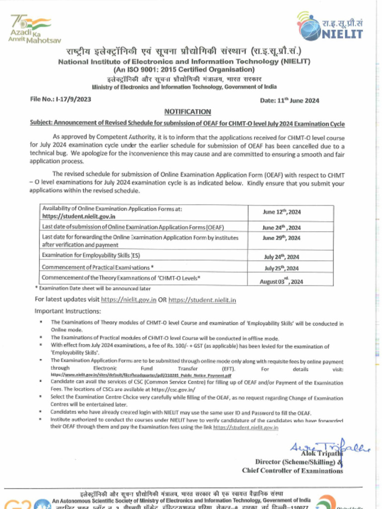 Revised Schedule Notification | PDF