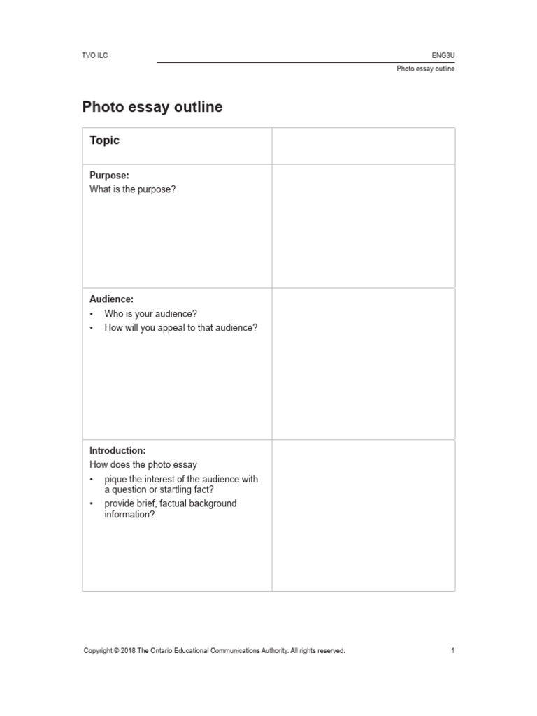 Eng3u 03 Photo Essay Outline | PDF | Art