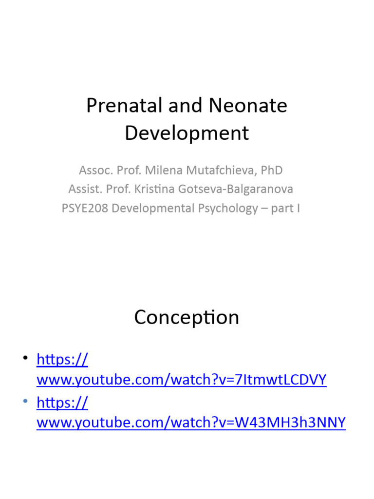 Prenatal and Neonate Development2 | PDF | Prenatal Development | Visual ...