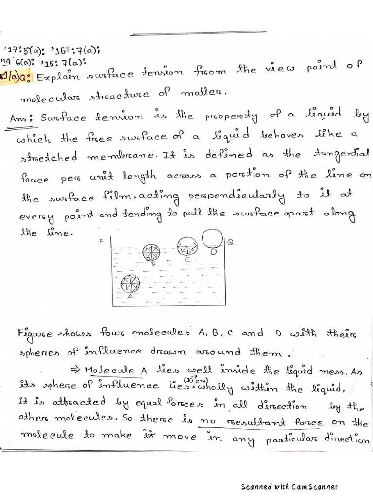 Surface Tension 1-1 Note | PDF