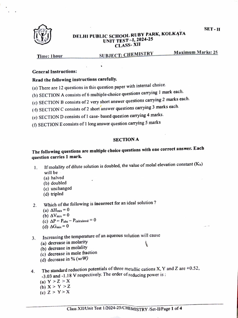 Unit Test 1 QP (Dps RPK) | PDF | Chemical Substances | Scientific Phenomena