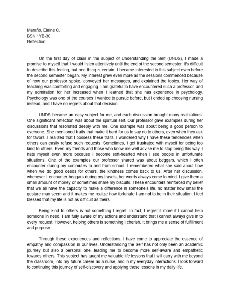 Reflection | PDF | Empathy | Experience