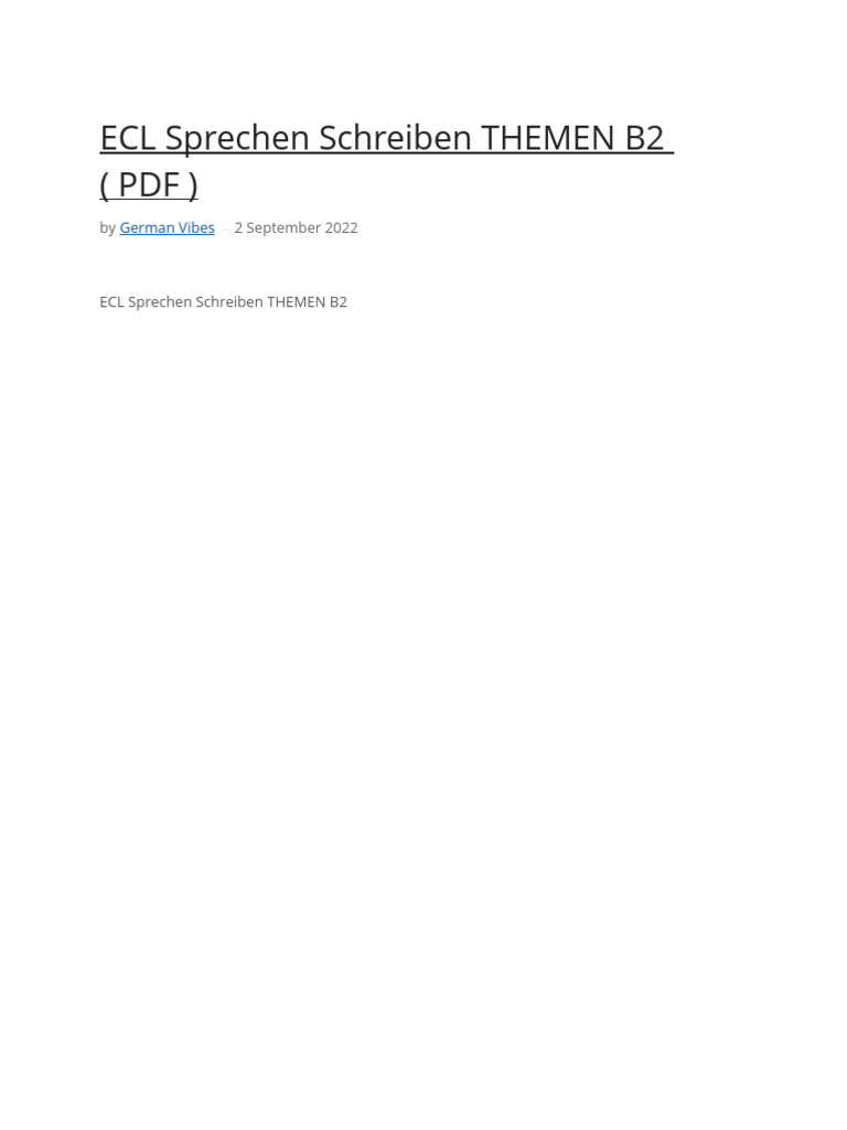 ECL Sprechen Schreiben THEMEN B2 PDF | PDF