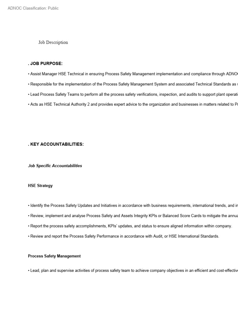 Team Leader, HSE (Process Safety) (11862)ADNOC Refining | Download Free ...