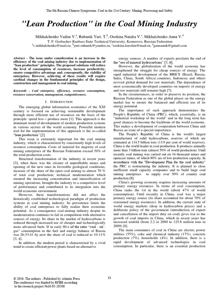 MINIG | PDF | Lean Manufacturing | Coal