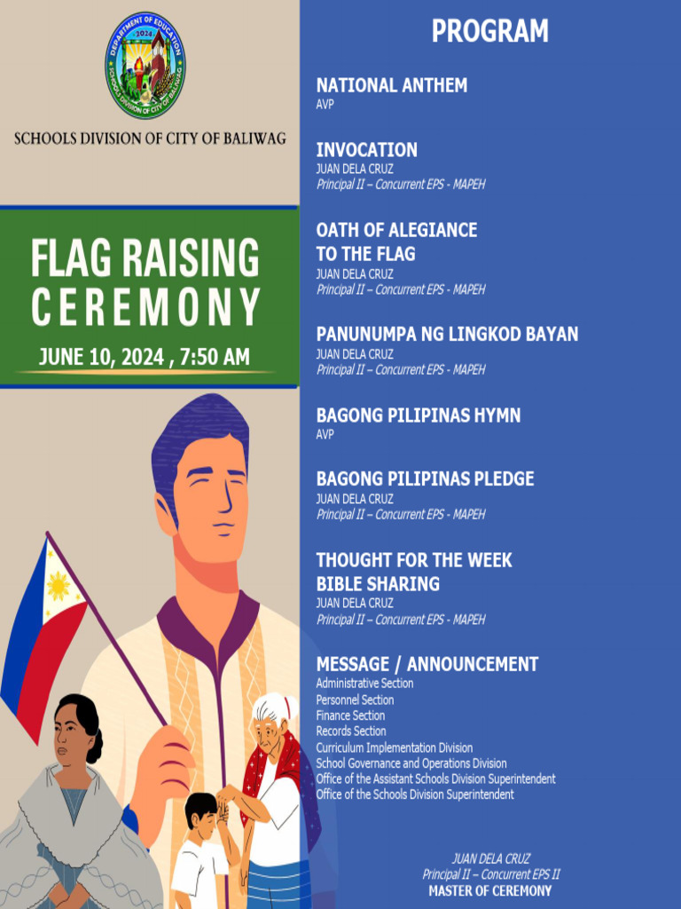 Flag Ceremony Template | PDF | Philippines