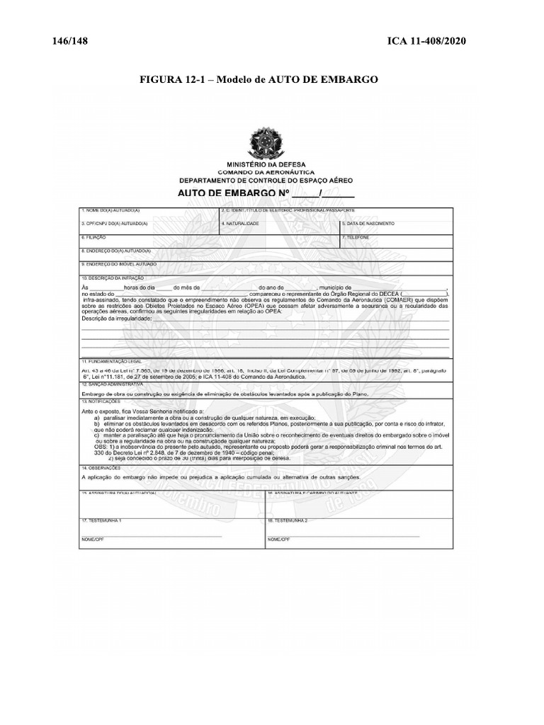 Modelo Auto de Embargo - Opea - Ica 11-408 Comaer | PDF